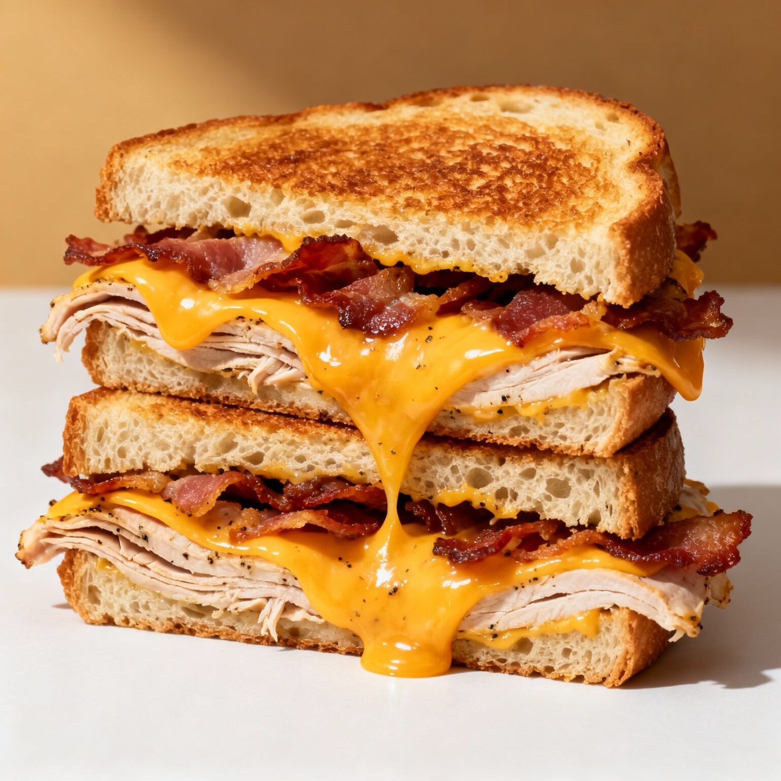 Cheddar and Bacon Turkey Melt on Sourdough – receipster