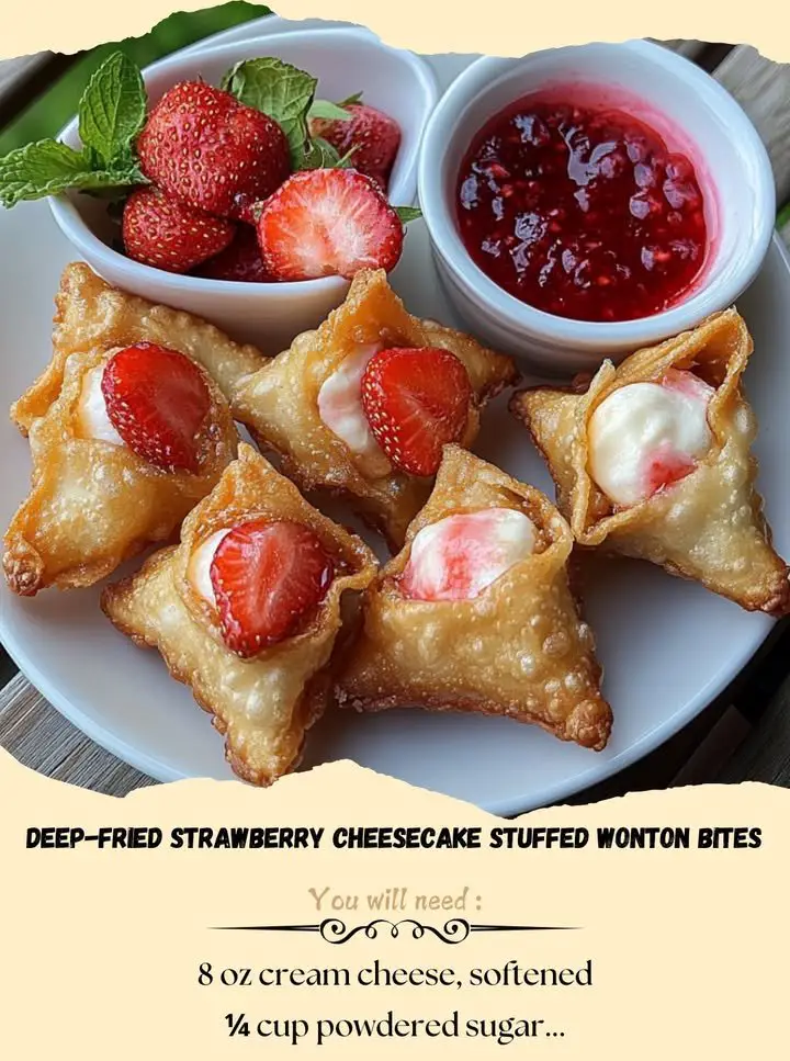 Deep-Fried Strawberry Cheesecake Stuffed Wonton Bites Recipe – receipster