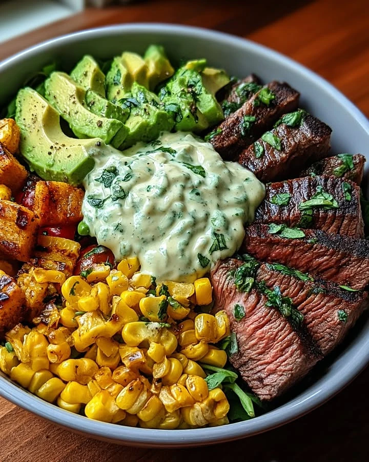 Steak Avocado and Roasted Corn Bowl Recipe – receipster