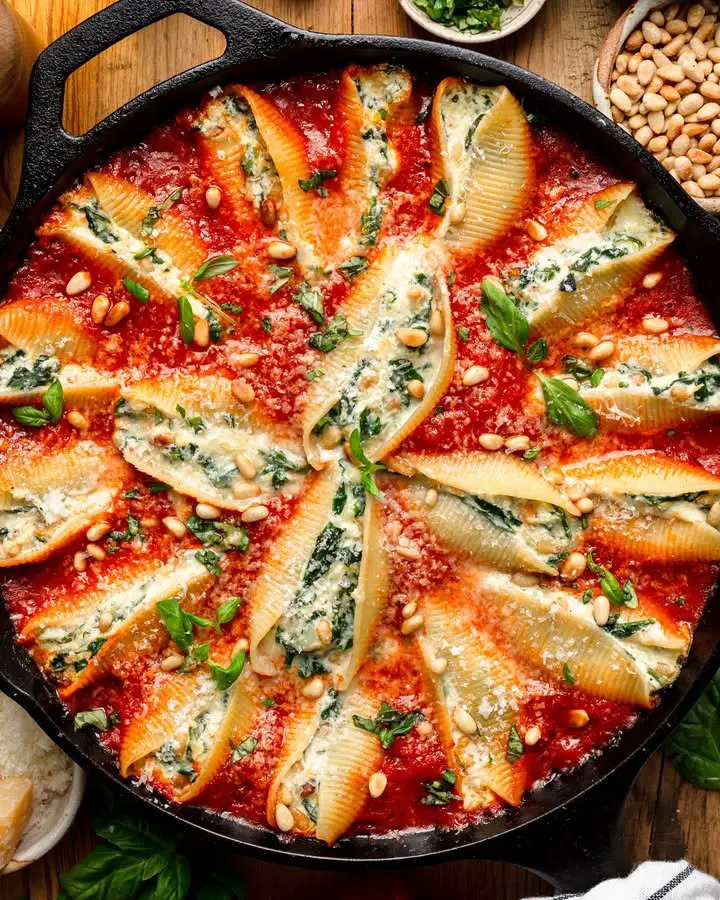 Stuffed Shells with Ricotta, Spinach, and Pine Nuts Recipe – receipster